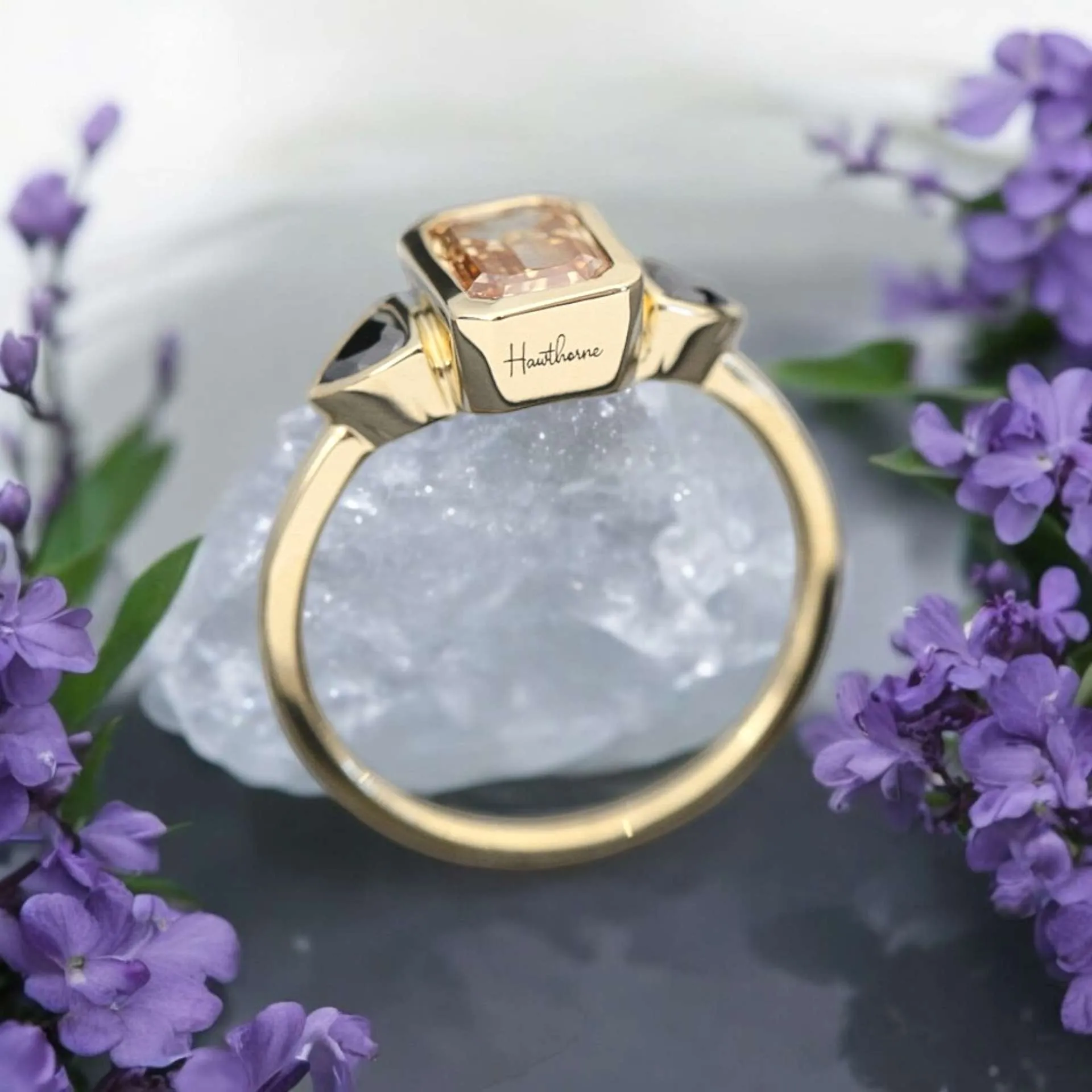 The “Hawthorne” Ring • Trillion Side Stones Cremation Ring for Ashes ...