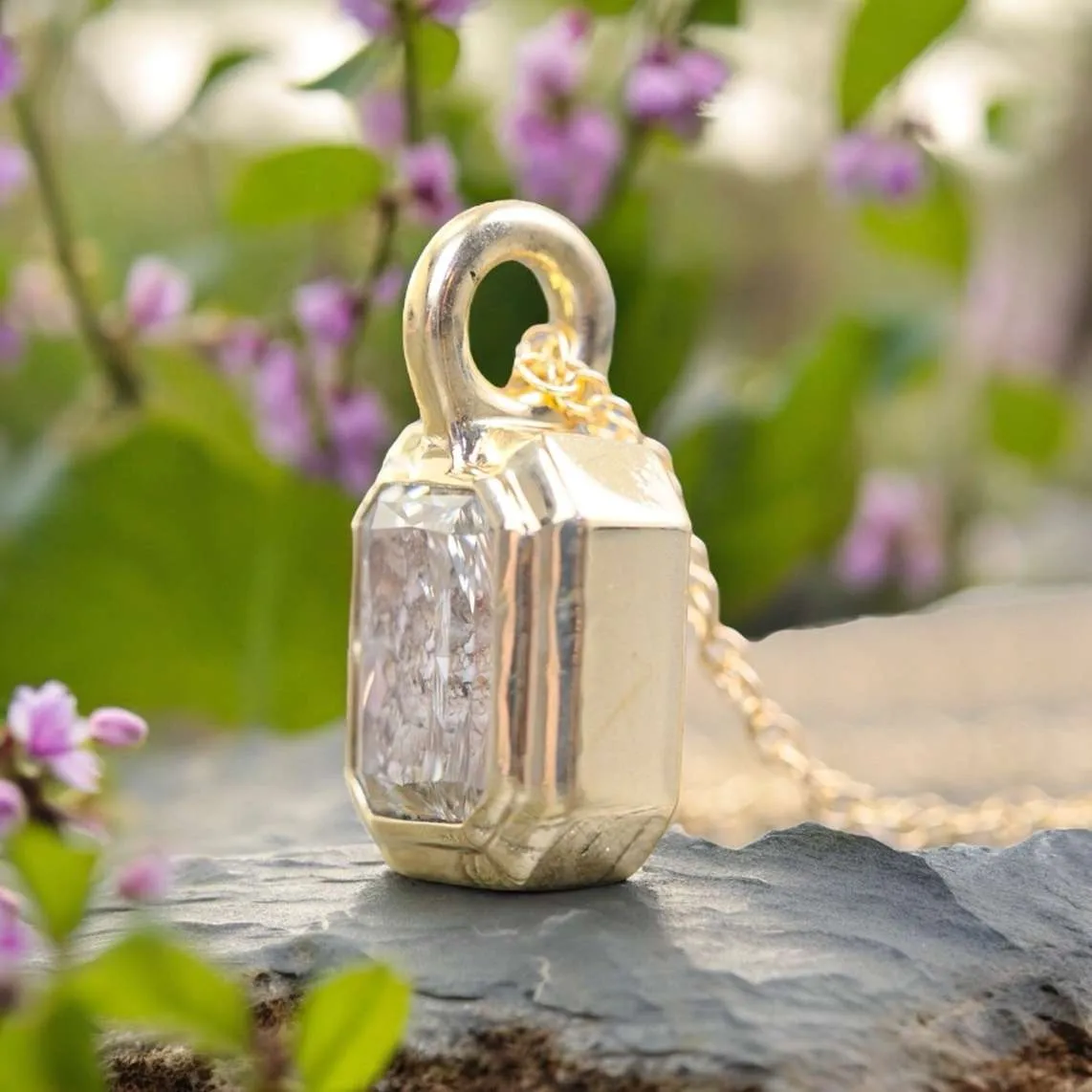 Handcrafted Cremation Ash Necklace with Lab Grown Diamond